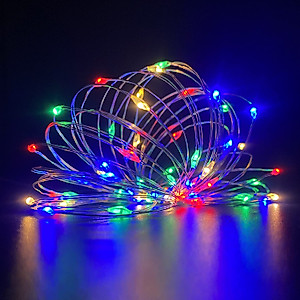 2 Pack Battery Operated Mini Lights,Indoor Led Fairy Lights with Timer 6 Hours on/18 Hours off for Bedroom Wedding Party Decorations,30 Count Leds,10 Feet Silver Wire(Multi color)