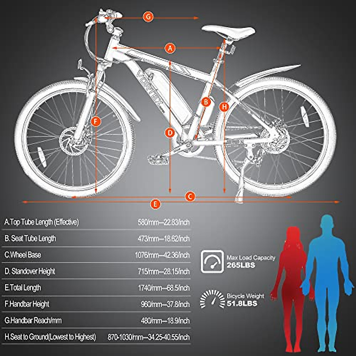 ECOTRIC 26" Electric Bike 350W Bruthless Motor 36V/12.5AH Removable Lithium Battery Powerful Electric City Bicycle Mountain Ebike Suspension Fork Throttle and Pedal Assist UL Certified