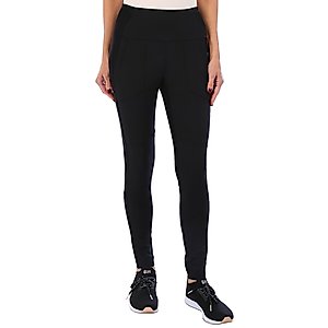 Avalanche Women's Combo Stretch Woven Front Knit Back Slim Fit Hiking Weekend Pant with Pockets Black XL