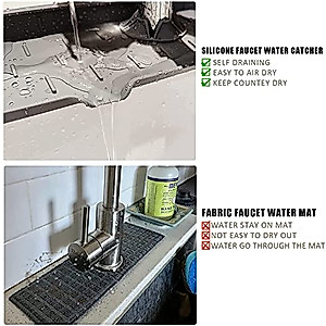 Kitchen Sink Splash Guard, Silicone Faucet Handle Drip Catcher Tray, Faucet Absorbent Mat, Sink Protectors for Kitchen Sink, Sink Mat for Bathroom, Farmhouse and RV, Kitchen Sink Accessories