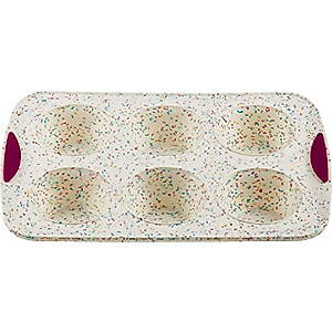 Trudeau Structure White Confetti Reinforced 6 Cup Jumbo Muffin Pan Silicone Bakeware