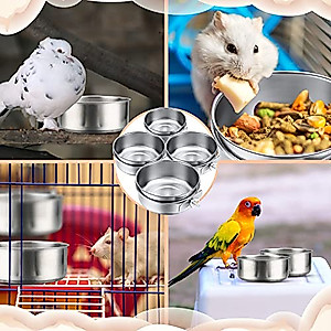 4 Packs Stainless Steel Bird Feeding Dish Cups 30 oz Bird Feeder Parrot Water Food Bowl Stainless Steel Pet Bowls with Clamp Bird Cage Accessories for Bird Cockatiel Budgies Parakeet Small Animals