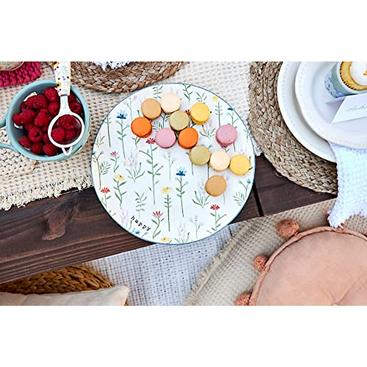 Mud Pie Floral Platter, Round, 12" dia