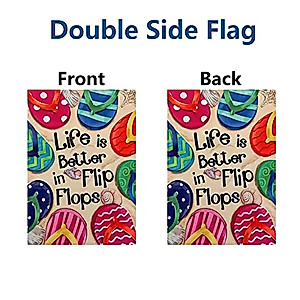 Yoovivi Humorous Life Is Better In Flip Flops Spring Summer Garden Flag 12×18 Inch Double Sided Beach Yard Outdoor Decorations