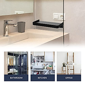 Zerodeko Phone Stand Black Floating Shelves Bathroom Organizer Wall Mounted Bathroom Small Wall Shelves Phone Shelf Makeup Organizer Space Bathroom Shower Shelves Small Shelf