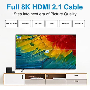 PEUZAVA 8K HDMI Cable 10ft, 48Gbps Ultra High Speed HDMI 2.1 Cord, 8K@60HZ 4K@120Hz eARC HDR10 HDCP 2.2&2.3 Dolby Compatible with PS5 PS4 Xbox Series X Switch Apple Samsung Sony LG Roku TV Blu-ray