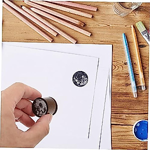 TEHAUX 7pcs Moon Phase Wooden Stamp Moon Wooden Stamp Decorative Mounted Rubber Stamp Craft Rubber Stamps for Paint Set Stampers for Wooden Stamp Set Wooden Rubber Stamp