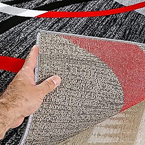Persian-Rugs Luxe Weavers Victoria Collection 3895 Gray 8 ft x 11 ft Modern Abstract Geometric Stain Resistant Area Rug