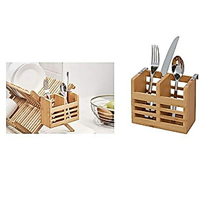 iDesign Formbu Bamboo Silverware Caddy Utensil Holder for Kitchen Countertops, Cabinets, Dining Table, Patio, 6.5" x 2.36" x 5.12", Beige