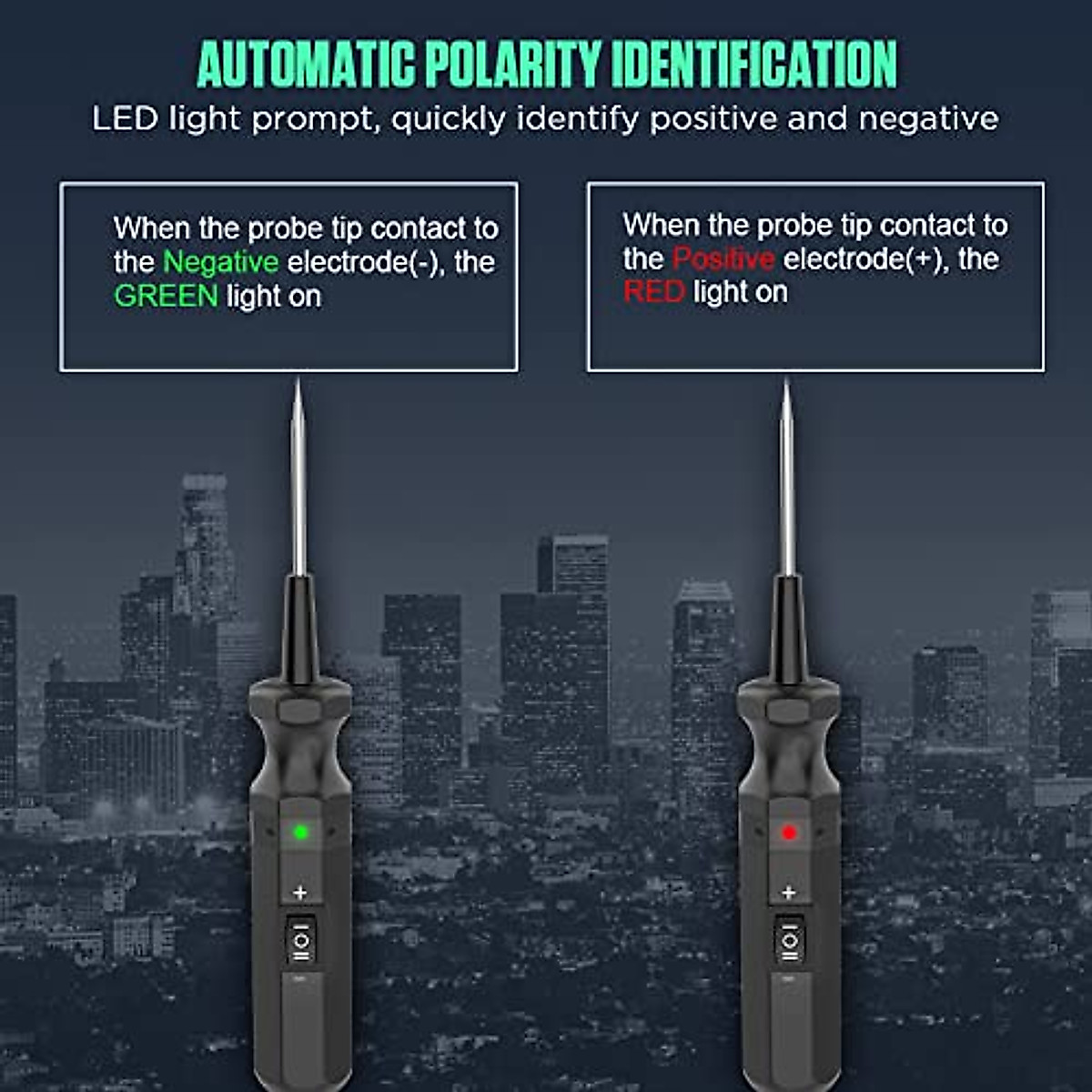 Power Circuit Probe Tester Polarity Identify Electrical Tester 6V-24V DC Short&Open Circuit Tester Automotive with 13FT Long Test Lead,LED Test Light,Buzzer,High-sensitive Test Pen,Overload Protection