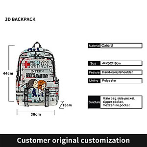 Greys Anatomy Merch Merch Backpack multicolour Oxford School Bag Cool Teenager Child Bag Travel Backpack (3.1)