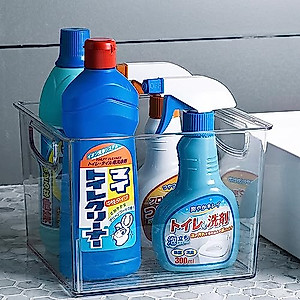 Set Of 4 Clear Organizing Bins, Clear Pantry Storage Organizer Bins Container Refrigerator Organizer, Plastic Storage Bins Cube Bins for Cabinet, Cloest, Cupboard, Home Organization