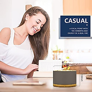 Tabletop Fire Pit-Portable Concrete Fire Pit Ethanol Fire Pit Table Top Firepit Fire Bowl Mini Personal Fireplace Electric Indoor Outdoor Garden Decor