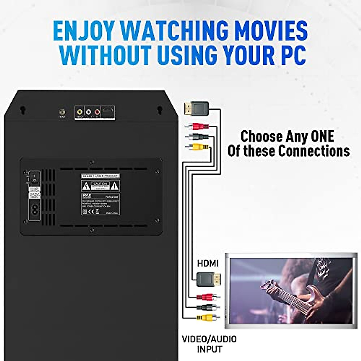 Pyle Karaoke Vibe PA Bluetooth Audio VIDEO/DVD Speaker System - 800W Multimedia CD/DVD Player for TV, Projectors, w/FM, USB, MIC, AUX, HDMI, RCA Inputs, Echo & LED Mode, w/Remote Control - PKRK270BT