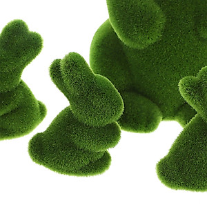 4pcs Bunny Decor Easter Artificial Turf Grass Rabbit Figurine Flocked Animal Bunny Statue Easter Party Favor for Yard Decorations