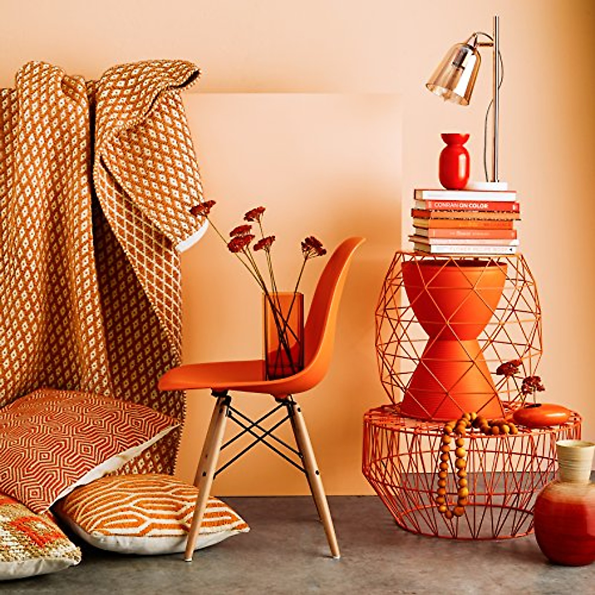 Modway Haste Contemporary Modern Hourglass Accent Stool in Orange