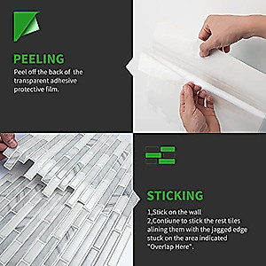 LONGKING 10-Sheet Self-Adhesive Peel and Stick Backsplash for Kitchen, Vinyl Decorative Tiles (Light Gray)