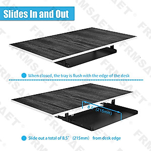 FRMSAET Under Desk Keyboard Tray Heavy-Duty All-Metal Material 20/24/30 inches Platform Computer Drawer Organizer Home Office Kitchen Bedroom Garage Storage Tool - Easy to Install.(30 inches, Black)