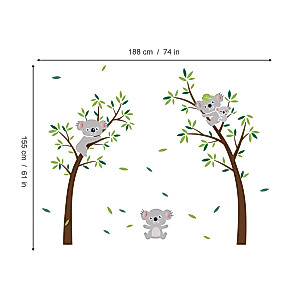 ufengke Koala Tree Wall Stickers Animal DIY Wall Decals Art Decor for Kids Bedroom Nursery Living Room