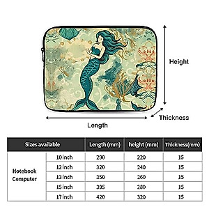 Retro Mermaid Laptop Case Laptop Sleeve Laptop Bag Shockproof Protective Notebook Case Laptop Cover 15 inch