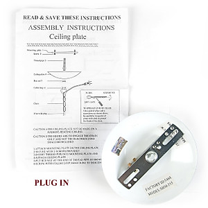 Tadpoles 3-Bulb Vintage Plug-In or Hardwired Mini-Chandelier, White Diamond