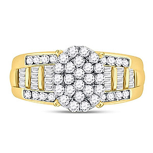 The Diamond Deal 10kt Yellow Gold Round Diamond Oval Bridal Wedding Engagement Ring 1 Cttw