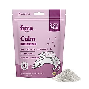 Fera Pet Organics Calming Goat Milk Cat & Dog – Vet Created - Pet Anxiety, Stress & Hyperactivity - Ashwagandha Supplement with GABA-60 Servings