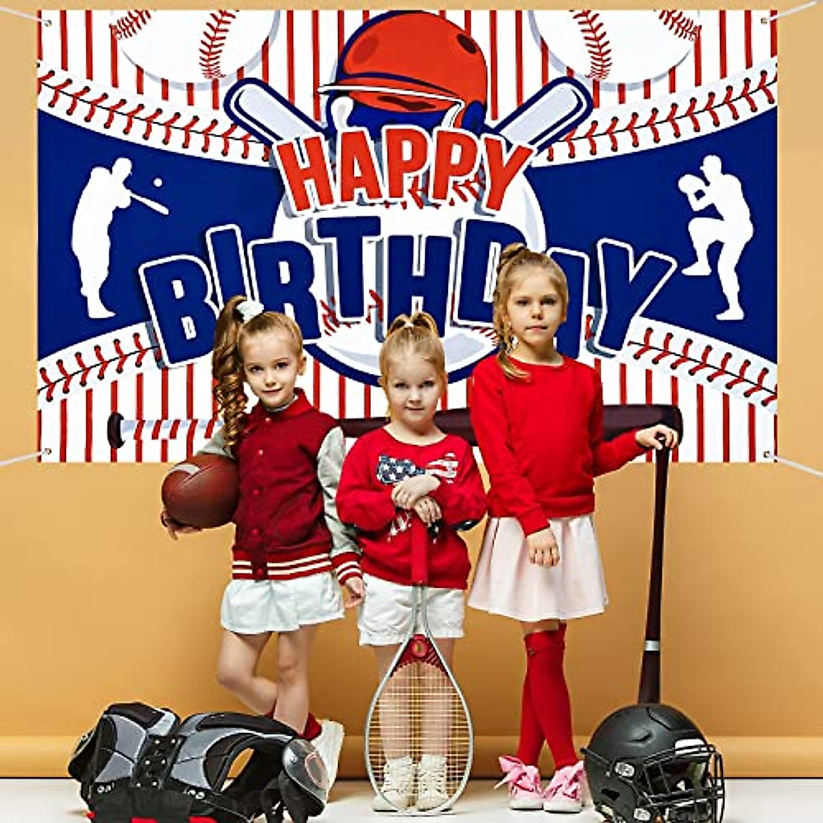 Baseball Party Decorations Baseball Happy Birthday Banner Party Supplies for Boys Kids Teens Large Sport Themed Birthday Backdrop for Christmas Holiday Birthday Party Favor Decor Photo Background