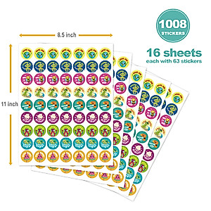 Gooji Small Reward Stickers for Kids, 1008 Pc. Sticker Pack for Teachers, Classroom, Small Motivational Class Supplies for Students, Boy Girl Toddler Good Job Incentive Behavior Preschool Kindergarten