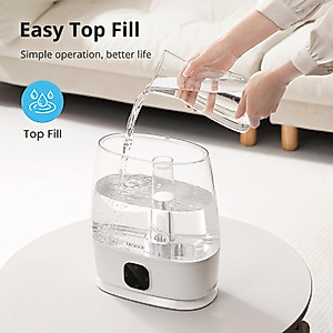 TASIGOK Humidifiers for Bedroom Home, 6L Cool and Warm Mist Air Humidifier for Large Room Baby Nursery, 50H Easy Clean and Top Fill, Quiet with Ultrasonic, Essential Oils, Auto Mode, for House, Plants
