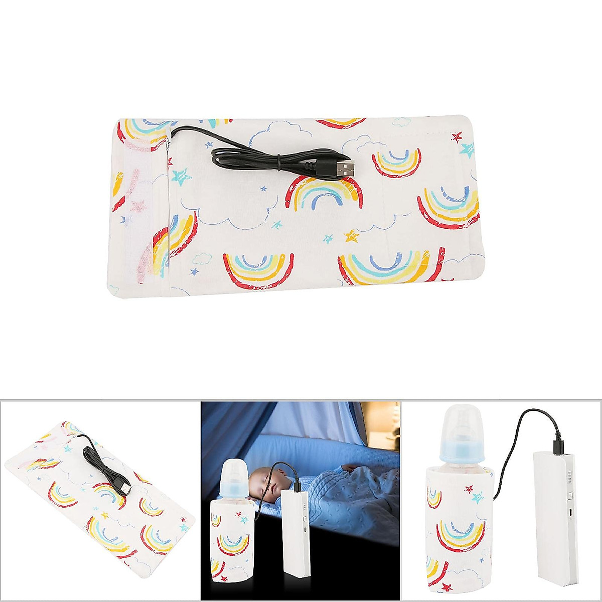 Portable Bottle Keep Warm, USB Travel Milk Heat Keeper, Baby Bottle Keep Warmer for Car Tavel, Storage Cover Insulation Thermostat(Red, 12)