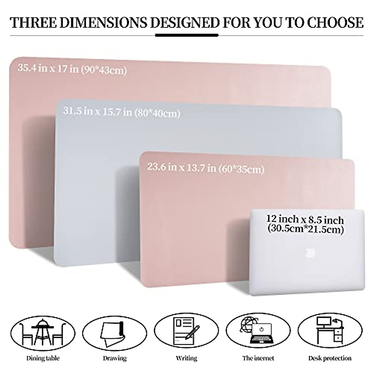 Yikda Dual-Sided Leather Mouse pad Desk mat, PU Leather Desk pad Large Mouse pad, Waterproof Desk Mat for Desktop （31"x15.7" Pink/Silver