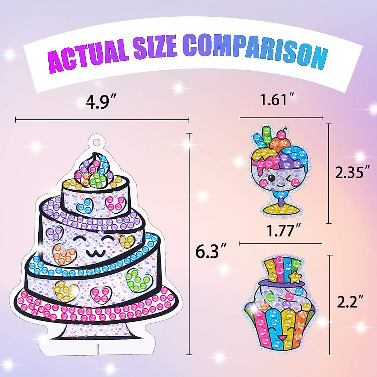 HFCBO Gem Diamond Painting Kits for Kids-Arts and Crafts for Girls & Boys Ages 6-8 8-10 10-12-Make Your Own Stickers and Suncatchers((Sweets)