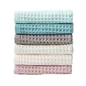 Kitchen WASH Towel Set (6 Piece) 100% Cotton, Waffle Pattern