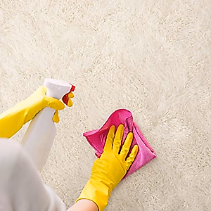 Goideal Oval Shaggy Bedroom Rug 2.6 x 5.2 Feet Fluffy Area Rugs for Girls Boys Kids Room Nursery Floor Carpet Home Decoration, Cream