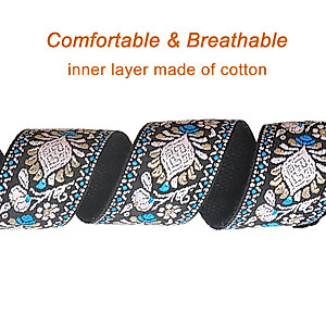 Farcaya Ukulele Strap Jacquard Flower for Soprano Concert Tenor Baritone UKE Neck Strap Lock Button (White Flower)