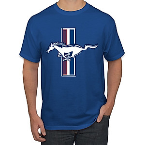 Ford Mustang Retro USA Vintage Logo Classic Bar Cars and Trucks Men's Graphic T-Shirt, Royal, Medium
