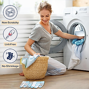 Organic Baby Socks 0-6 Months - 12 Pairs, Cotton Infant Socks, Unisex, Soft & Hypoallergenic Newborn Socks, (US, Age, 0 Months, 6 Months, 12, Blue - Gray - White)