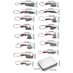 Mini Knife Set,Tiny Knife Set with Sheath,Mini Pocket Knives Keychain for Knife Collectors Gifts and Package Opener Box Cutter, Set of 15