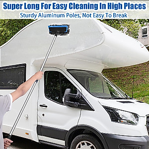 Lsyomne 62'' Car Wash Brush with Long Handle, Scratch-Free Soft Bristles Sturdy Car Wash Brush, Complete Cleaning Kit with Car Wash Mop Mitt Towel Windshield Squeegee Wheel Tire Brush for Car Truck RV