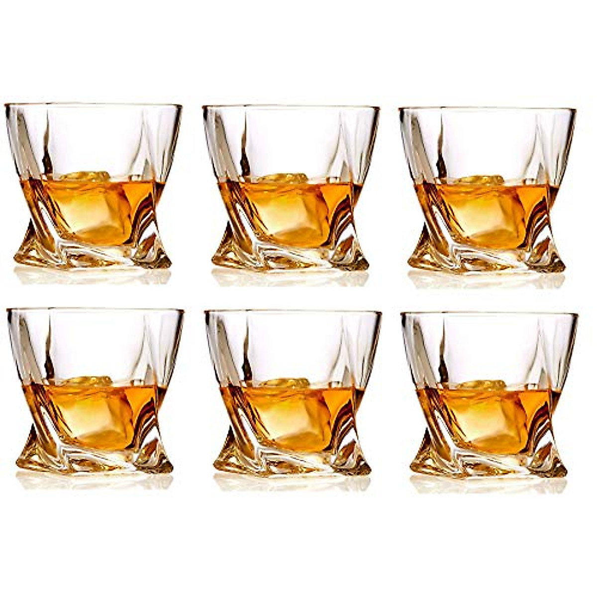 Whiskey Glasses set of 6 Crystal Old Fashioned Rock Glass Scotch Bourbon and Spirits 10 Ounce Liqueur Tumbler Thick Weighted
