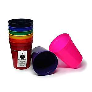 Rolling Sands 16 oz. Reusable Plastic Stadium Cups, 8 Pack, Made in USA, BPA-Free Dishwasher Safe Tumblers, Rainbow