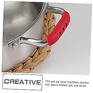 Luxshiny 6pcs Pot Earrings Silicone Pot Handle Sleeve Lid Holder for Pots Silicone Cooking Utensils Insulated Covers Silicone Sleeve Kitchen Hot Pads Non- Pot Holder Sleeves Lid Rack