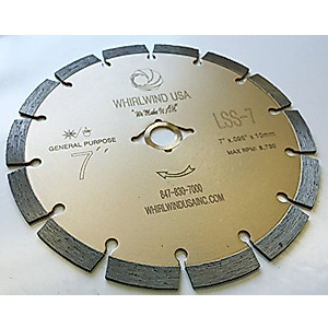WHIRLWIND USA LSS 7 Inch Diamond Blade,Dry or Wet Cutting Hot Pressing Process Saw Blades Broadened Cutter Head, for Concrete Stone Brick Masonry (7")