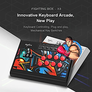 PXN Arcade Stick, X8 Fight Stick Game Controller Joystick Green Axis Mechanical Buttons USB Wired Connection for PC/PS4/PS3/Xbox Series X|S, Xbox One
