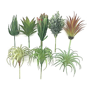 EBUYOM 8 PCS Artificial Succulents Plants Lifelike Air Plants Floral Tree Arrangement Assorted Faux Greenery Artificial Plants Set Garden Home Office DIY Decoration Ornament