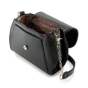 Oct17 Moon Luna Design Purse Kitty Cat satchel shoulder bag Designer Women Handbag Tote PU Leather Girls Teens School Sailer Style (Black)