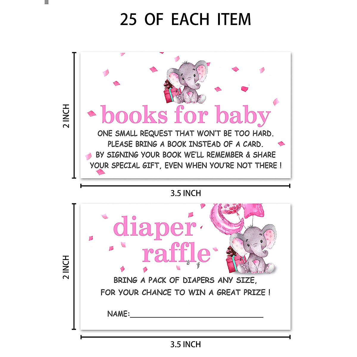 Baby Shower Invitation Set, Fill In Invites Cards, Books For Baby, Diaper Raffle, Thank You, Baby Shower, Each Design 25 Cards & Envelopes (Total 100 Cards) – (bb007-taozhuang)