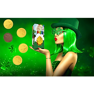 St. Patrick's Day Lucky Belgian Milk Chocolate Gold Coins, Nut-Free, Kosher Certified Dairy, Leprechaun Box (Half-Pound)