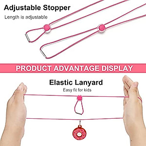 Mouzor AirTag Holder Case, Cute Doughnut Airtag Necklace with Adjustable Stopper for Kids Children, Soft Silicone Shockproof Air Tag Holder Cover with 29 inch Elastic Lanyard (Pink)